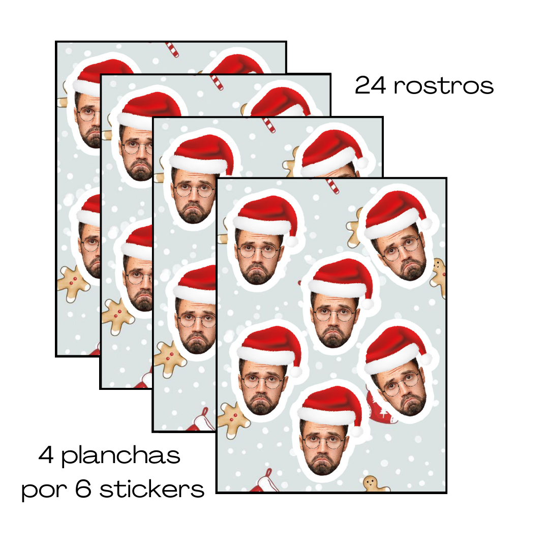 Stickers Personalizados de Rostro Papá Noel - Navidad - Pack 24 ...